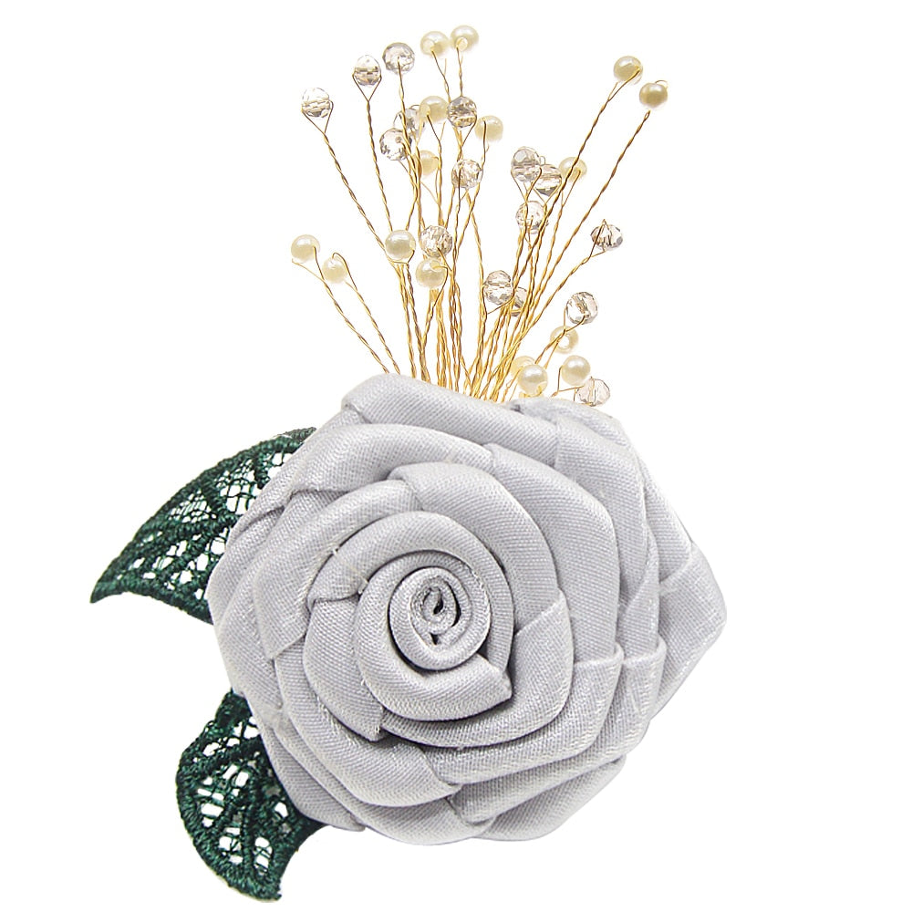 Wedding Fabric Corsage Rose Flower Brooches For Women And Men – Gofaer ...