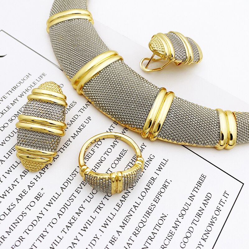 Gold Color Women Necklace And Earrings Prom Jewelry Set – Gofaer Finds ...