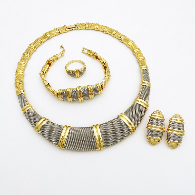 Gold Color Women Necklace And Earrings Prom Jewelry Set – Gofaer Finds ...