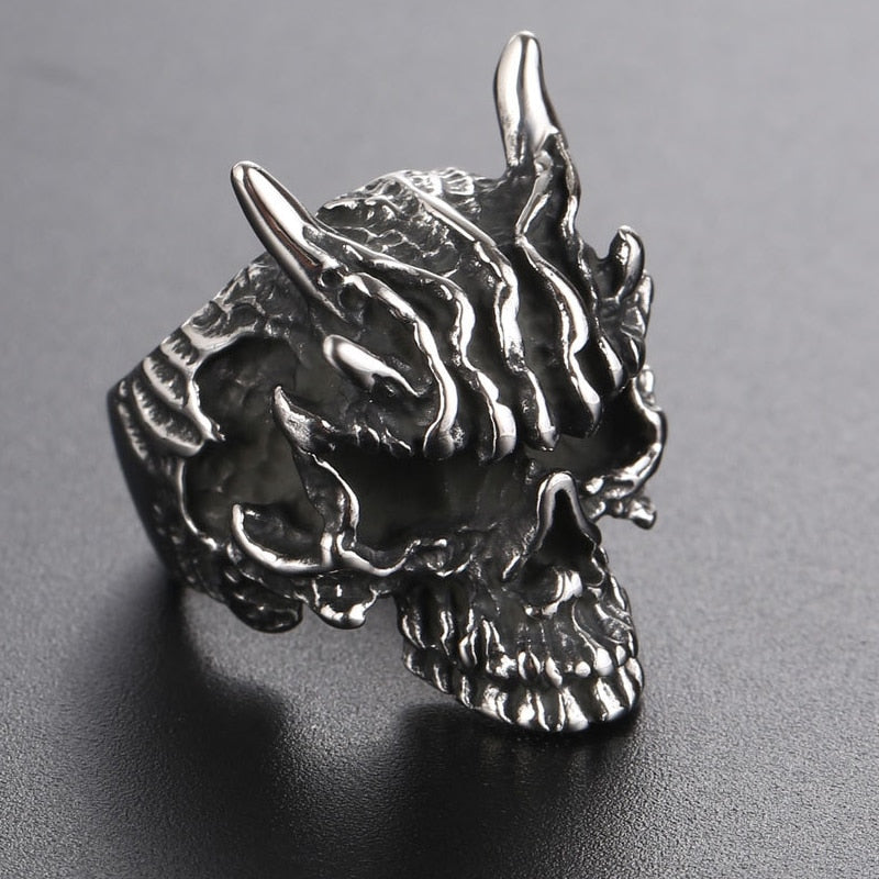 Vintage Gothic Black Dragon Skull Ring For Men – Gofaer Finds store!