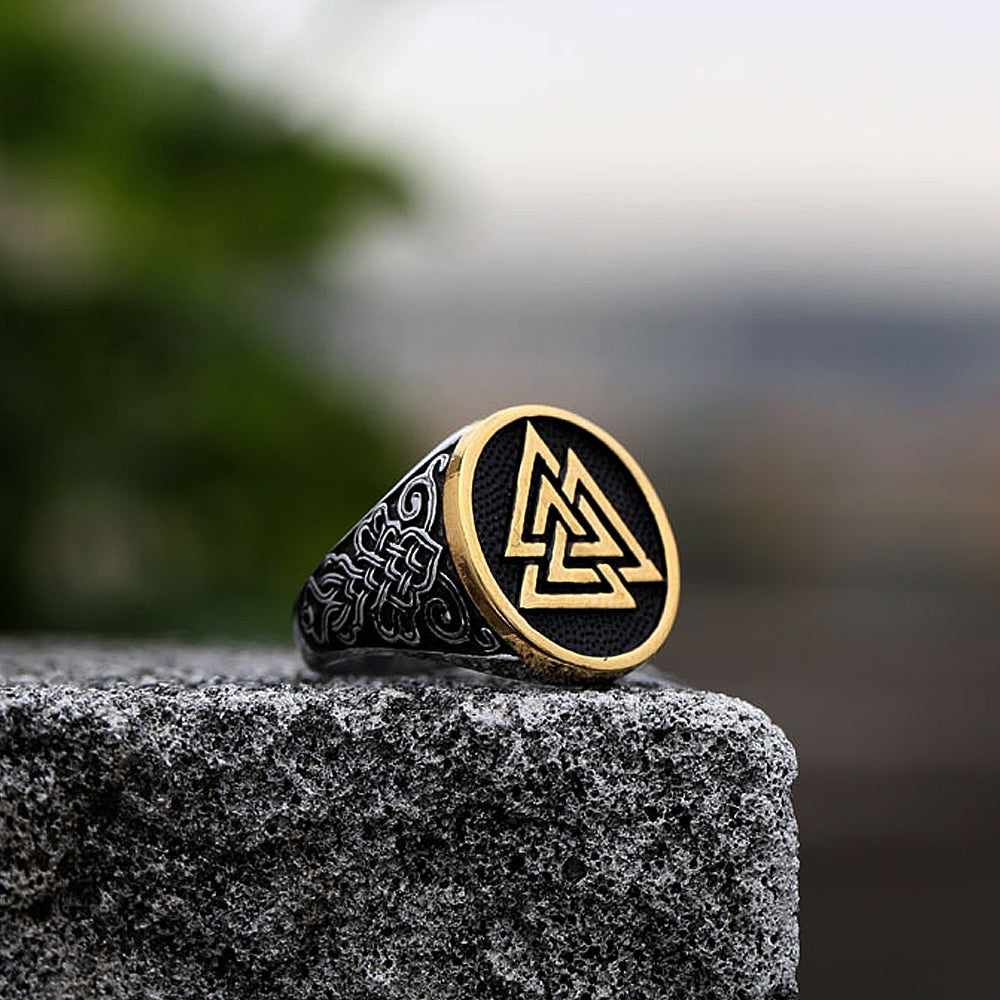 Creative Vintage Stainless Steel Viking Valknut Ring Men – Gofaer Finds ...