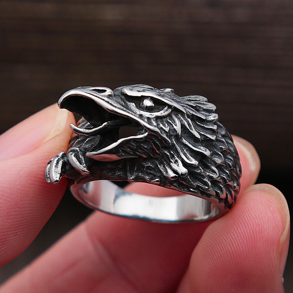 Vintage Viking Odin Crow Ring Men Nordic Mythology Viking Ring – Gofaer ...