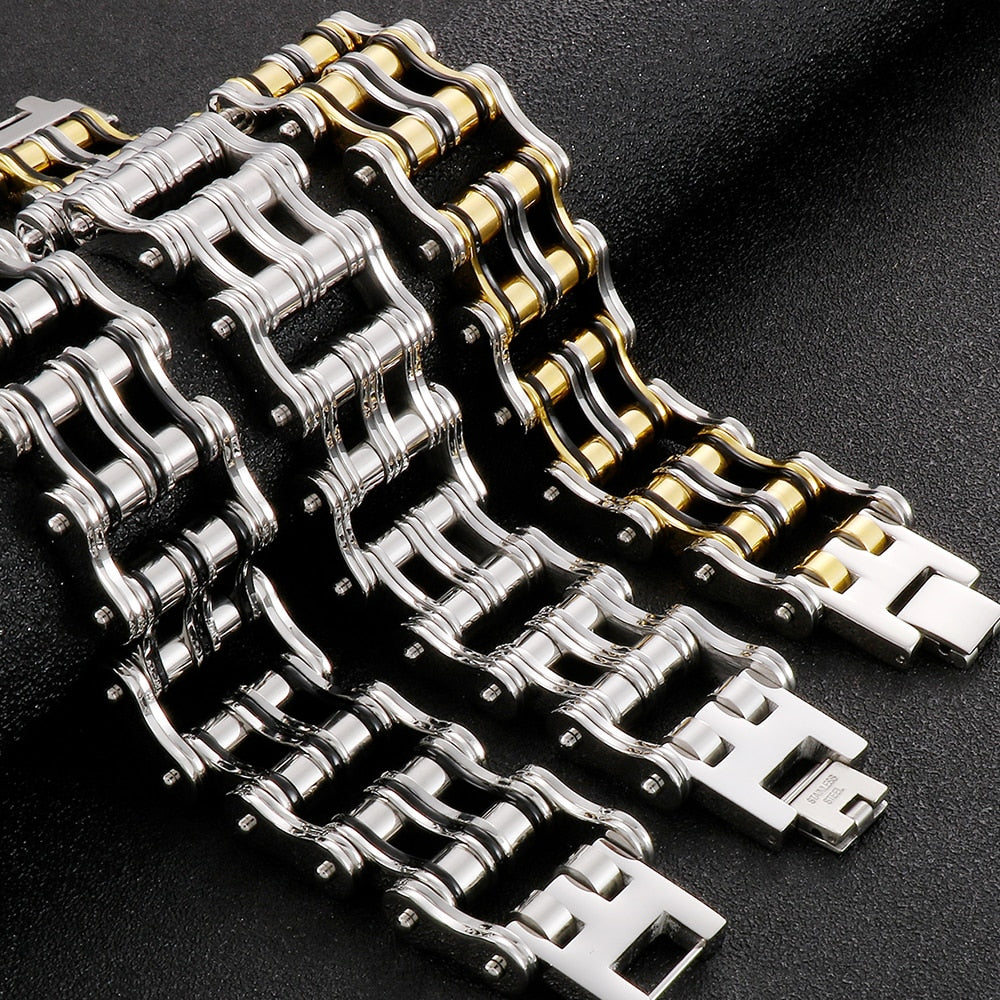 Stainless Steel Motorcycle Chain Men Bracelet 24MM Wide Hand Chain ...