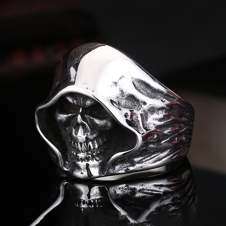 Gothic Vintage Stainless Steel Death Skull Ring For Men – Gofaer Finds ...