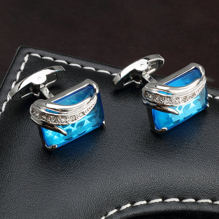 Low-key Luxury Blue Glass Cufflinks for Mens – Gofaer Finds store!