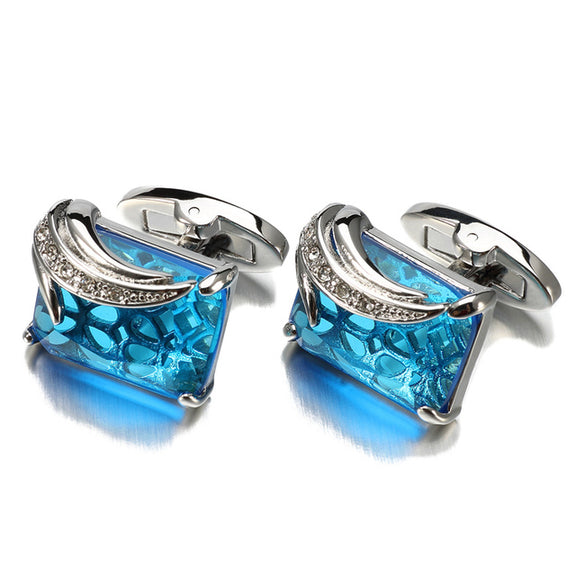 Low-key Luxury Blue Glass Cufflinks for Mens – Gofaer Finds store!