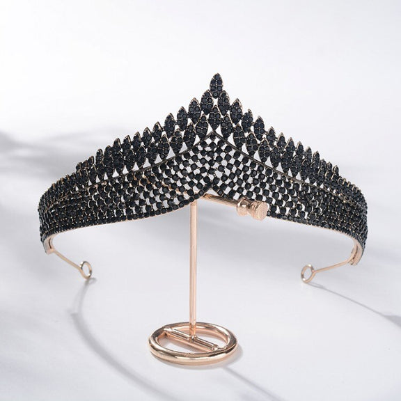 Baroque Vintage Gold Black Crystal Heart Bridal Jewelry Sets – Gofaer ...