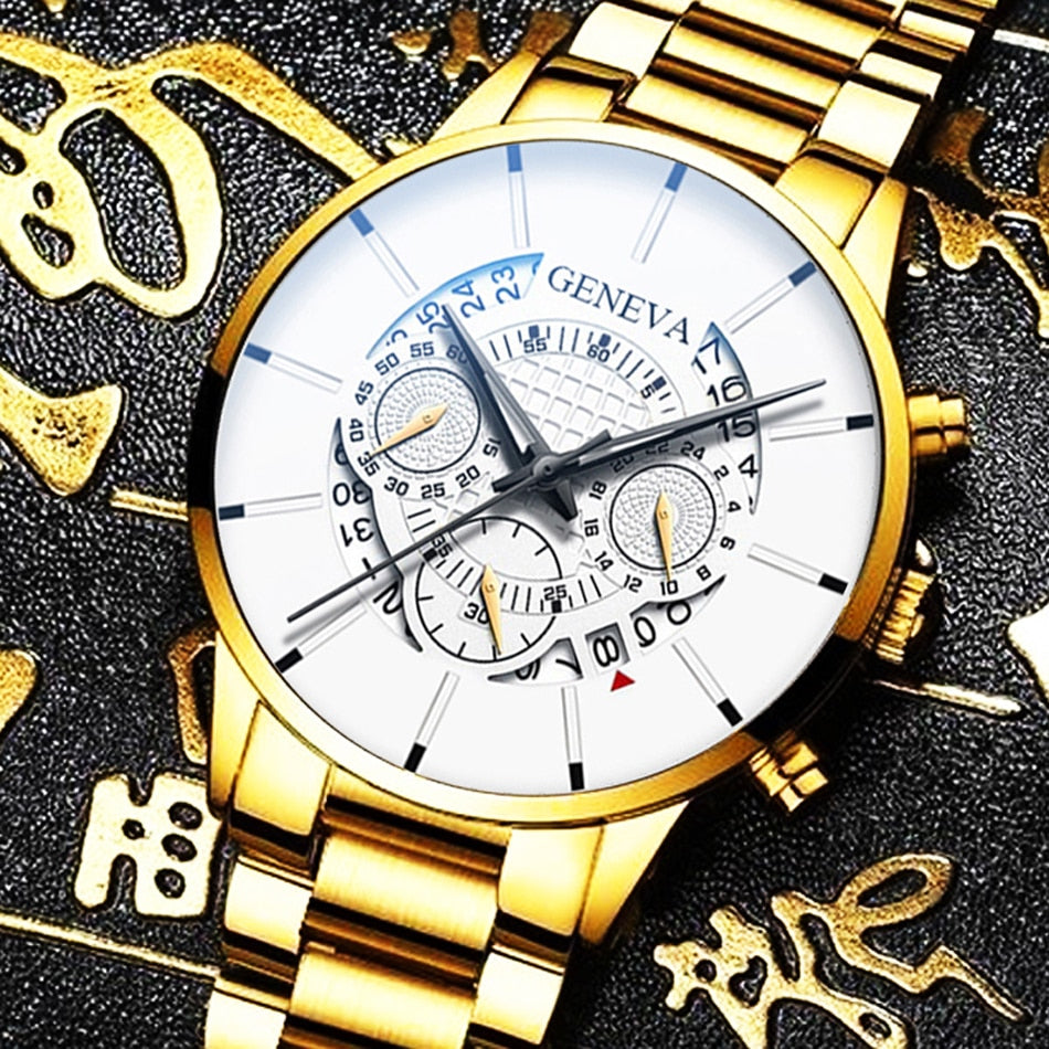 Men Casual Calendar Clock Male Stainless Steel Quartz Watch – Gofaer ...