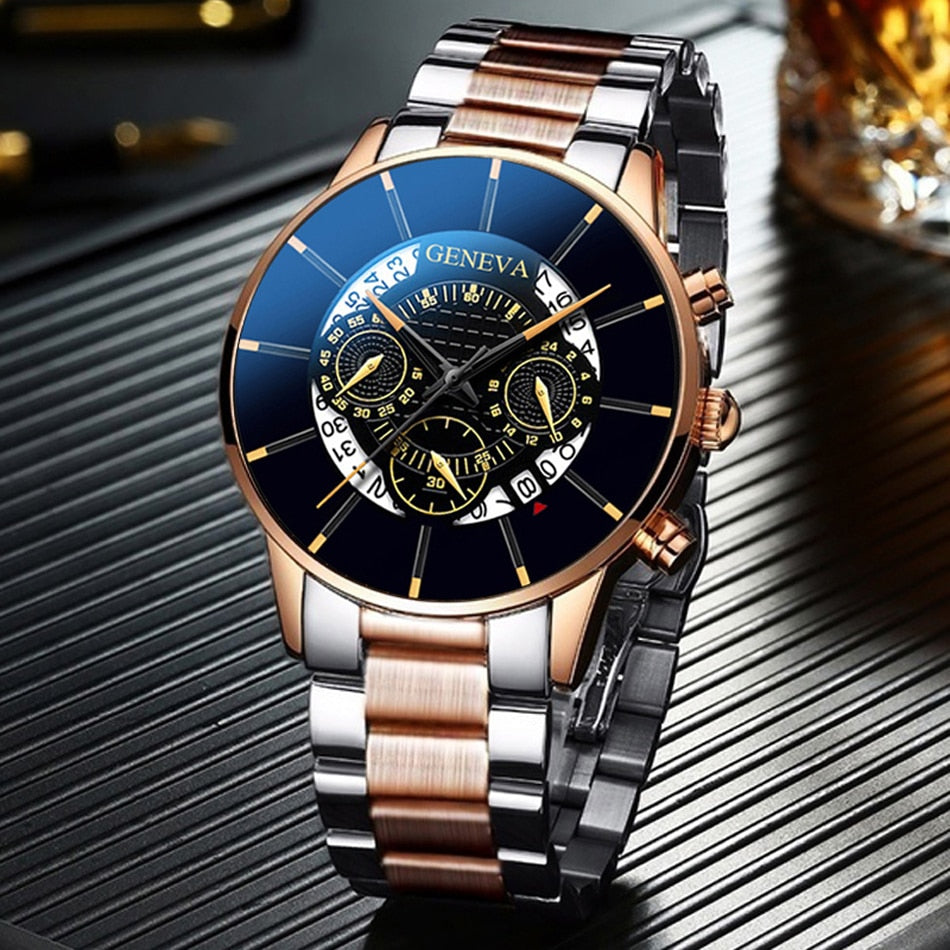 Men Casual Calendar Clock Male Stainless Steel Quartz Watch – Gofaer ...