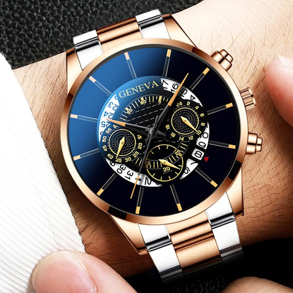 Men Casual Calendar Clock Male Stainless Steel Quartz Watch – Gofaer ...