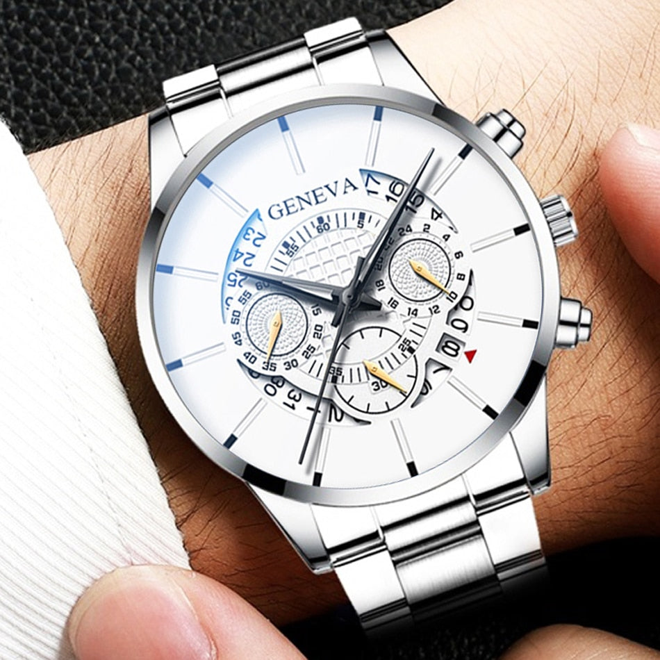Men Casual Calendar Clock Male Stainless Steel Quartz Watch – Gofaer ...