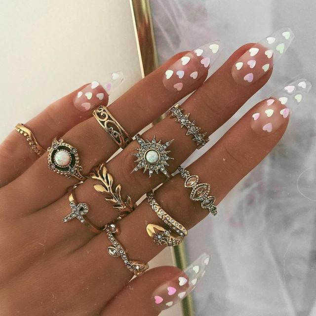 Fashion Crystal Gold color Geometric Knuckle Rings set – Gofaer Finds ...