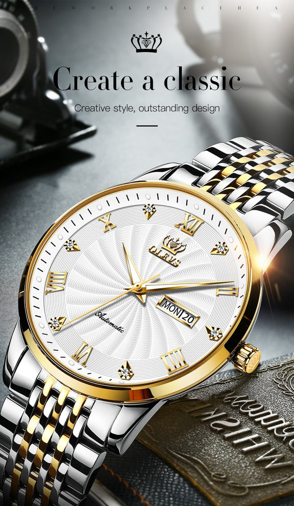 Luxury Automatic Mechanical Watch Stainless Steel Waterproof Clock ...