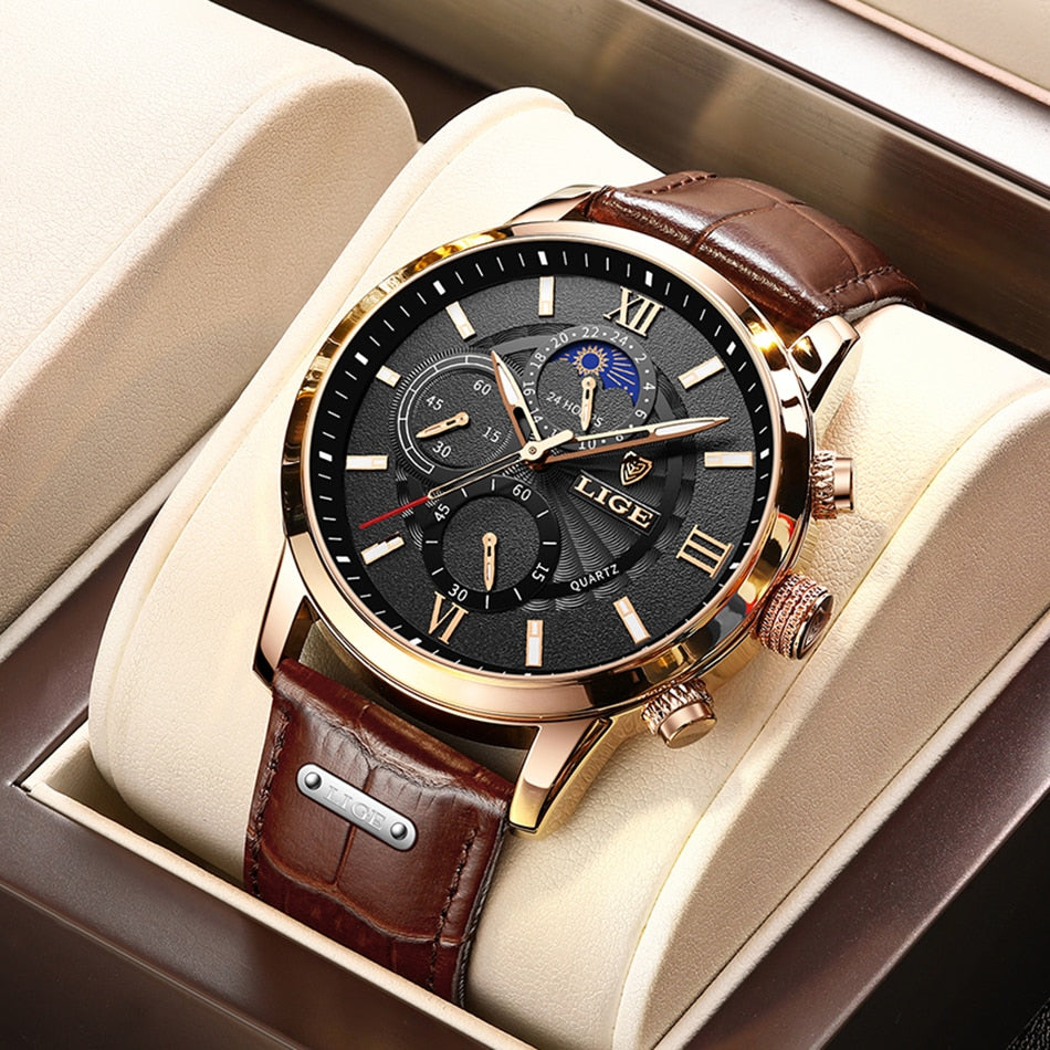 New Brown Leather Mens Watch – Gofaer Finds store!