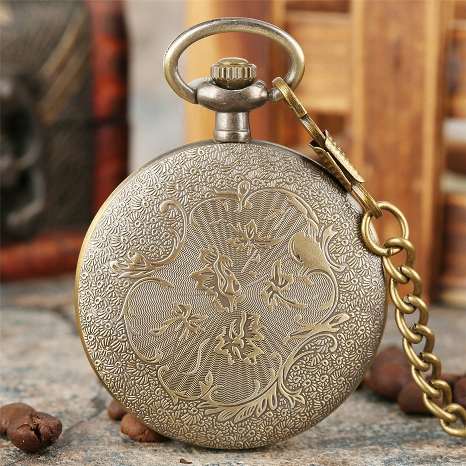 Bronze Retro Roman Numerals Display Quartz Pocket Watch – Gofaer Finds ...