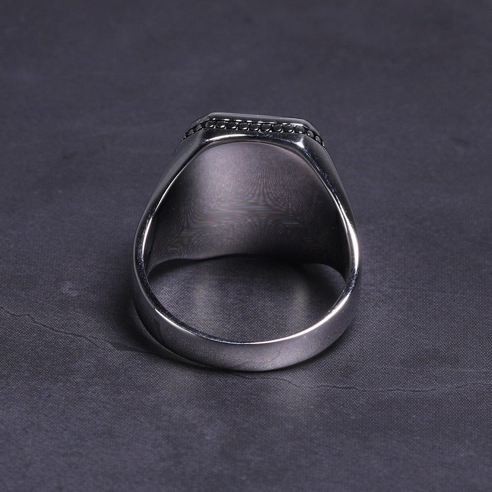 925 Sterling Silver Simple For Men With Black Square Ring – Gofaer ...