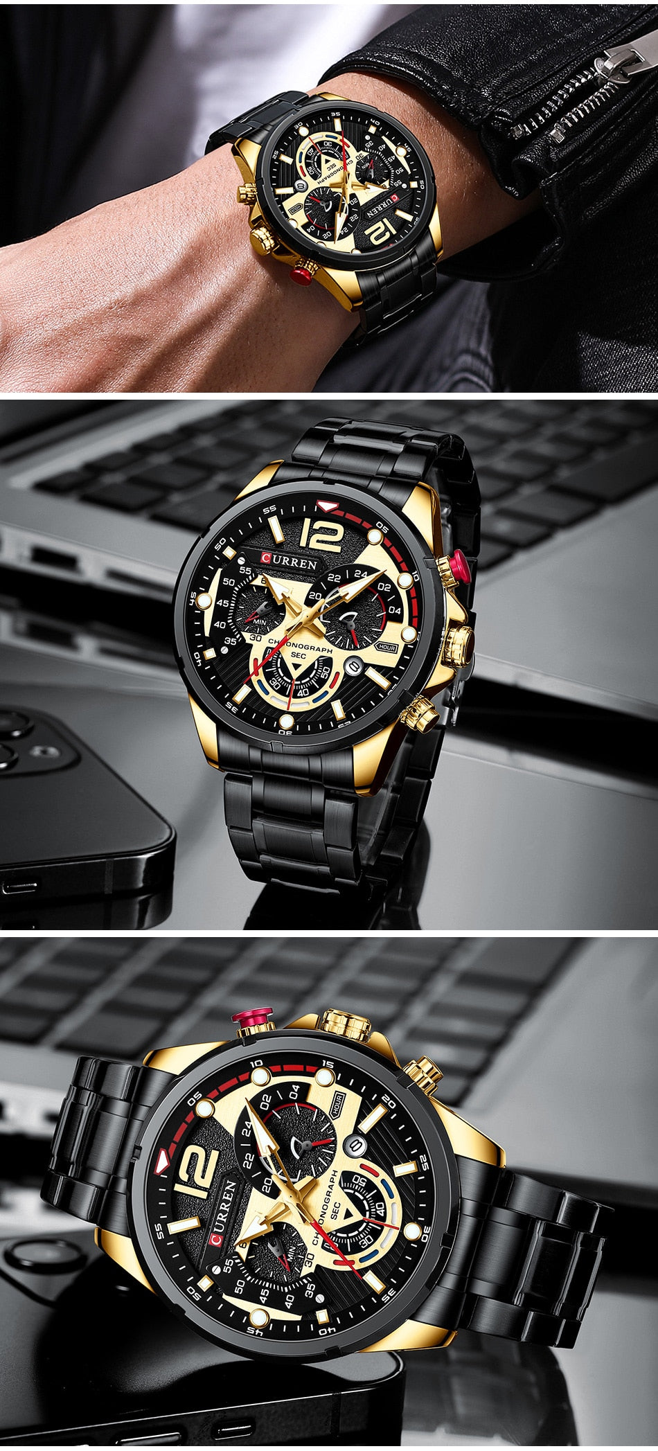 Men's Watch Business Clock Male Sport Waterproof Date Chronograph ...