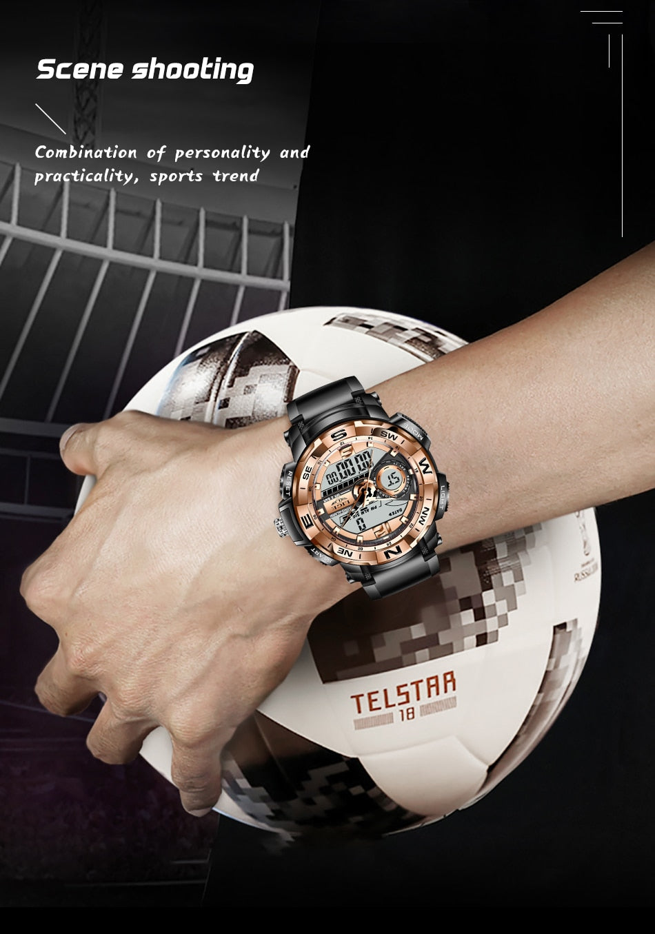 Mens LED Dual Display Watch Fashion Army Outdoor Waterproof Watch ...