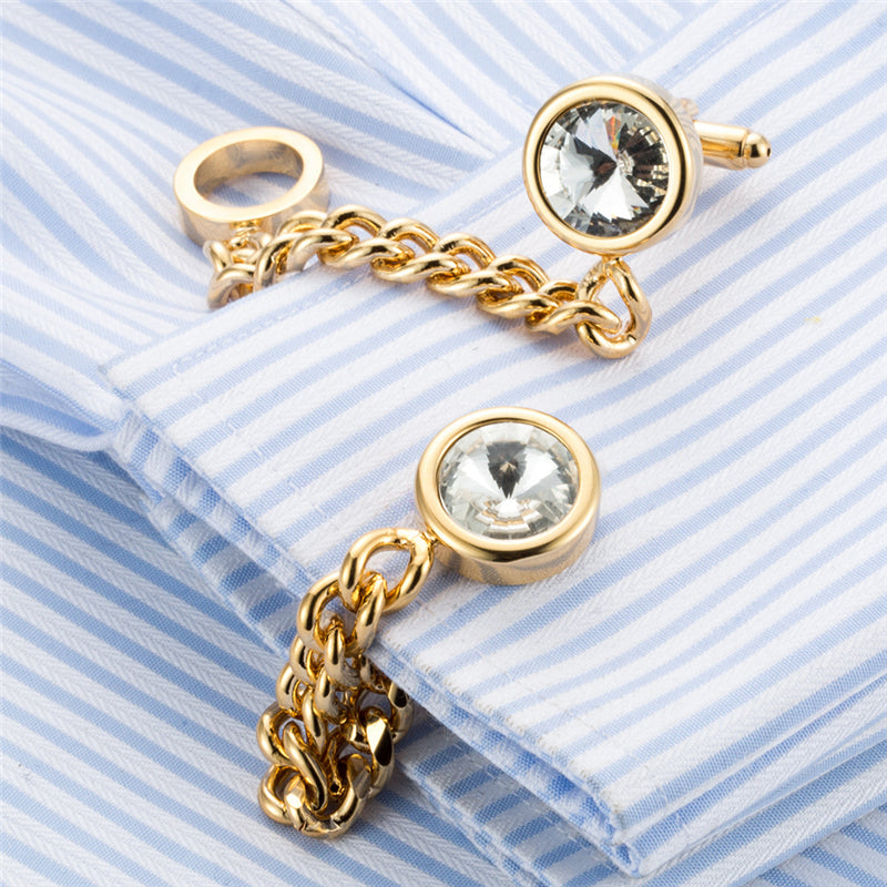 Luxury Crystal Brass Chain Cufflinks for Mens – Gofaer Finds store!