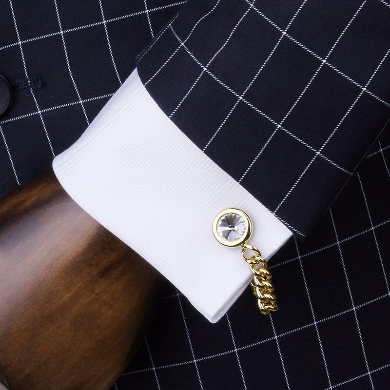Luxury Crystal Brass Chain Cufflinks for Mens – Gofaer Finds store!