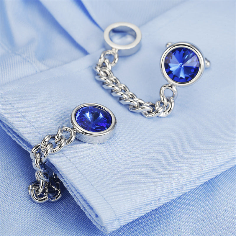 Luxury Crystal Brass Chain Cufflinks for Mens – Gofaer Finds store!