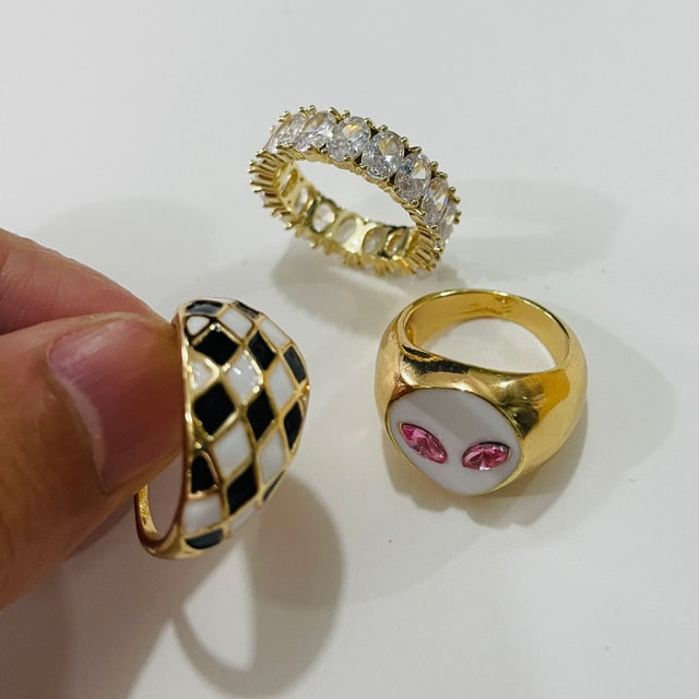 Alien Flower Resin Acrylic Enamel Luxury Clouds Rings – Gofaer Finds store!