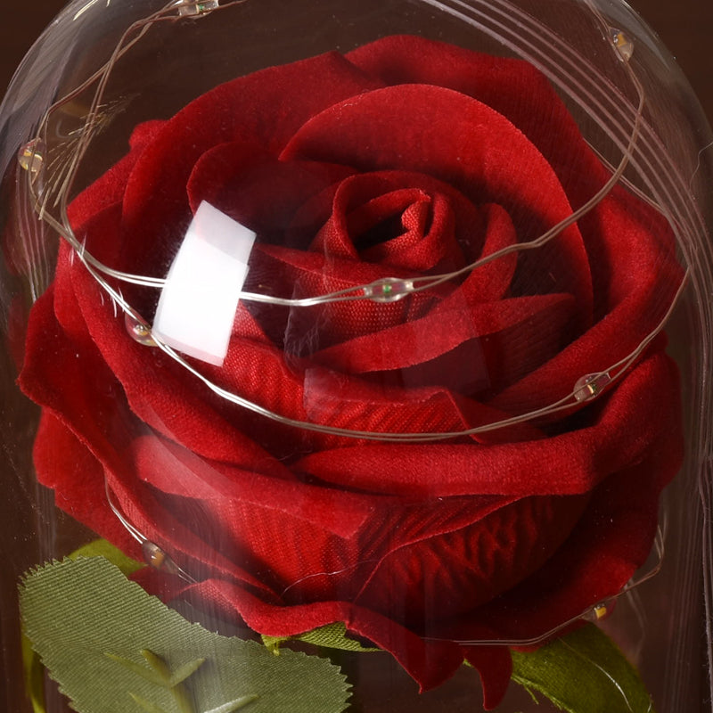 Eternal Red Rose With LED Light In Glass Dome For Wedding Party Gift ...