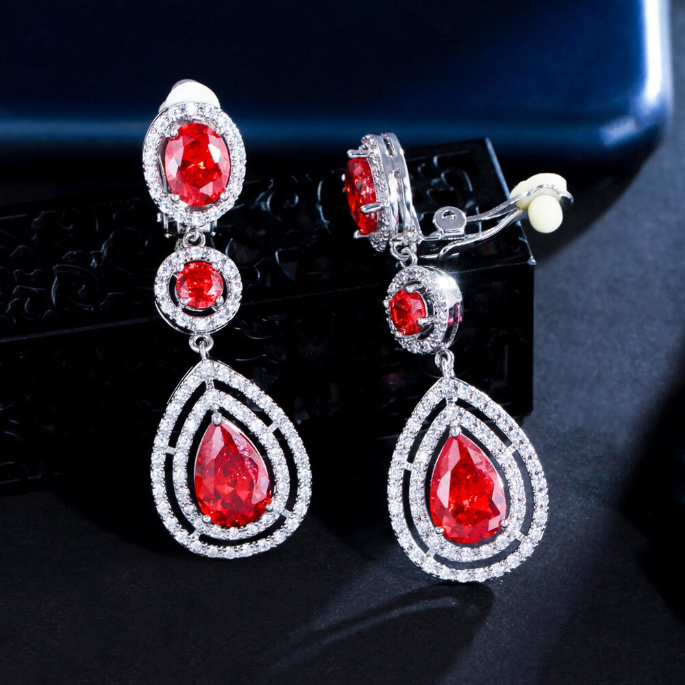 Long Water Drop Clip On Earring without Piercing Ear Clips – Gofaer ...