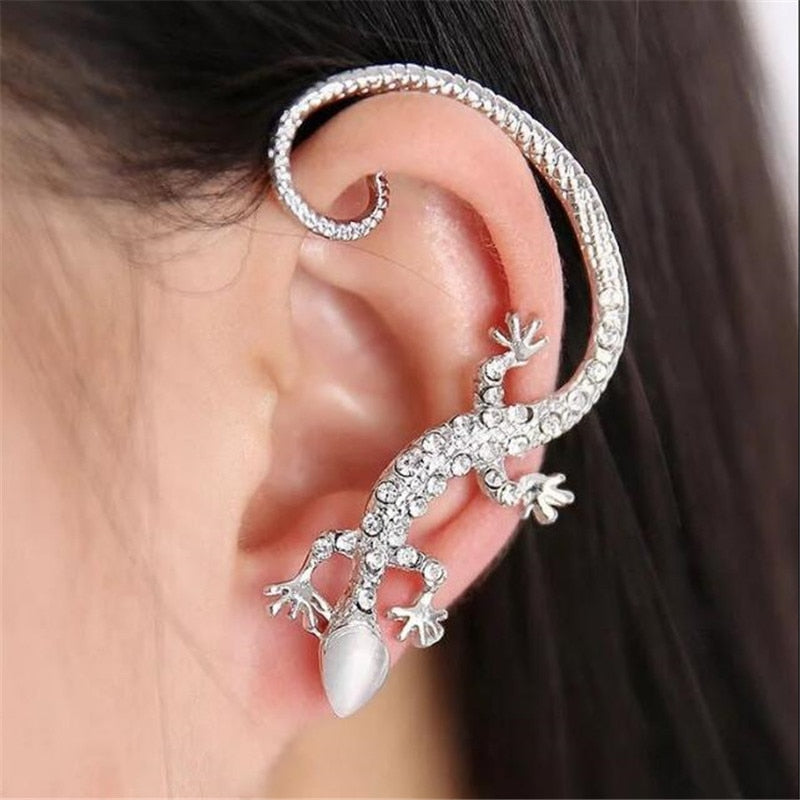 luxury Rose Gold Color Exaggerated Gecko Lizards Earrings Elegant Meta ...