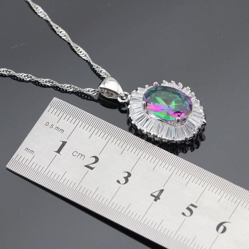 Multicolor Rainbow Crystal Necklace Pendant Bracelets Earrings Rings J ...